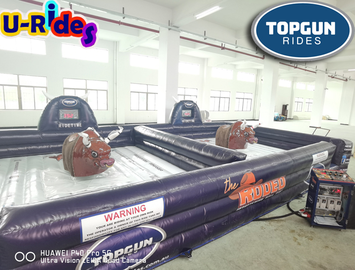 Amusement Park Outdoor Rides double Inflatable Mechanical Rodeo Bull ...