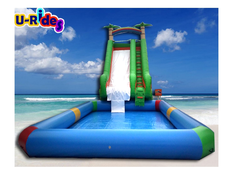 0.9mm PVC Air Cotantly Mini Water Park With Slide And Swimming Pool ...