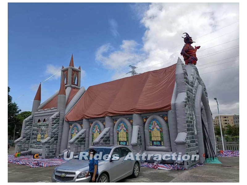Custom 60 ft PVC Air Building devil design Church Inflatable Chapel ...